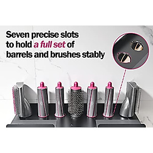 Floatant Wall Mount Holder for Dyson Airwrap Styler Supersonic Hair Dryer, Nail-Free or Perforat Install, Organizer for Storage Attachments, Rack with Hooks for Accessories Nozzles Barrels Brushes