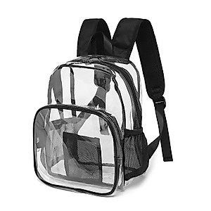 MAXPAND Stadium Approved Clear Backpack Mini Waterproof Transparent Backpack for Sports, Events and Beach, Black, XR-2125