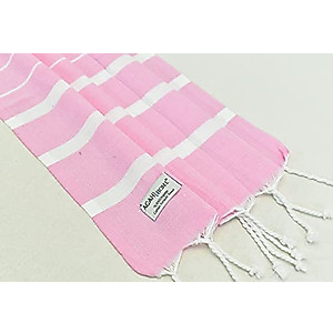 Agah Home Hand Towel, Face Towel, Kitchen Towel, Dish Towel, Cotton Towel, Monogrammed Towel, 20x40 in Turkish Peshkir, Kalın Cizgi Peshkir (Pink)