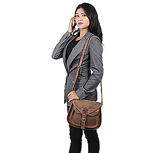 Leather Crossbody Bag for women purse tote ladies bags satchel travel tote shoulder bag by KPL (Distressed Tan)