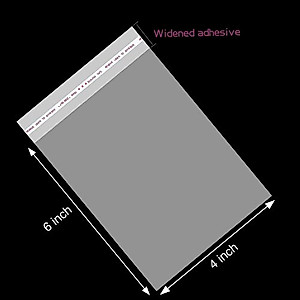 Aubeco 240pcs 4x6 inch Small Clear Resealable Cello Bags Cellophane Bags, Polypropylene Bags for Candy Bread Chocolate Jelly Cookie Packaging Self Seal OPP Poly Bags