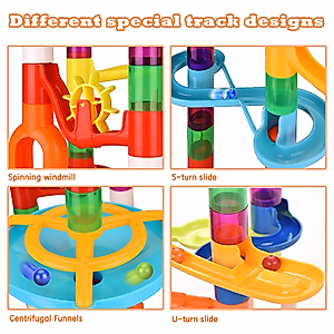 Marble Run,135 PCS Marble Maze Building Block Toys Gravitrax Marble Run for Kids,STEM Learning Toys Marble Track Race Tower Model Creative Birthday Gift with 60 Marbles for Boys & Girls 3 4 5 6 7 8 9