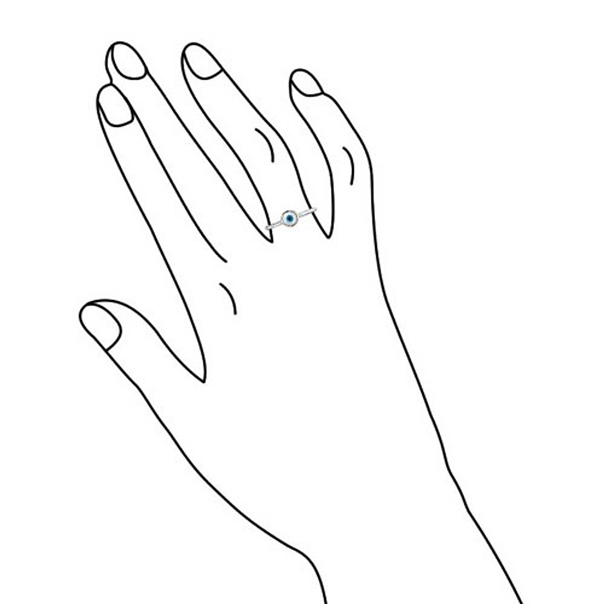 Bling Jewelry Minimalist Simple .925 Sterling Silver Midi Knuckle 1MM Band Stackable Evil Eye Ring For Teen For Girlfriend