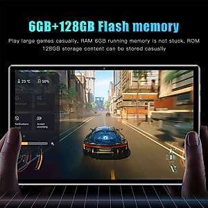 10.1 Inch Tablet, FHD 6GB RAM 128GB ROM Tablet, Octa Core CPU Dual Camera 5G WiFi 4G LTE Tablet with BT Keyboard for Office, Business, Gaming 100‑240V Gold (US Plug)