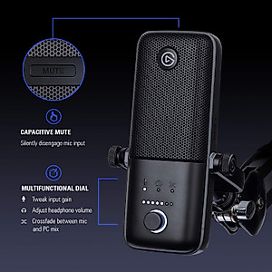 Elgato Wave:3 - USB Condenser Microphone and Digital Mixer for Streaming, Recording, Podcasting - Clipguard, Capacitive Mute, Plug & Play for PC/Mac (Renewed)