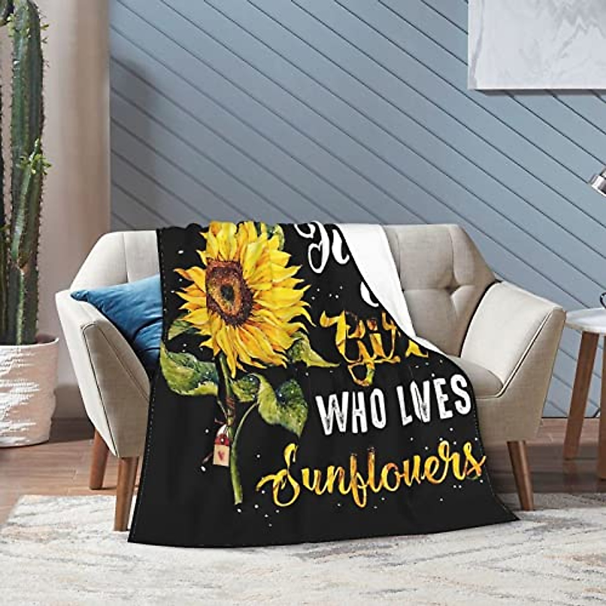 Sunflower Blanket Soft Lightweight Throw Blanket Comfortable Warm Bed Blanket for Bedroom Living Room Sofa Couch(50"x40")