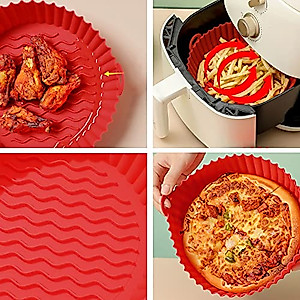 2 Pcs Air Fryer Silicone Liner - 8.4 Inch Air Fryer Silicone Replacement for Flammable Parchment Liner Paper Reusable Non-stick Air Fryer Accessories for Baking Cooking Food with Water & Oil Proof