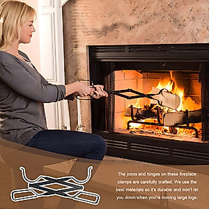 DTNESS 40" Fireplace Poker and 25" Fire Tongs, Heavy Duty Log Firewood Grabber Set, Long Fire Pit Campfire Poker Stick Tools, Wood Burnner Accessories for Indoor & Outdoor Wood Stove/Camping/Bonfires