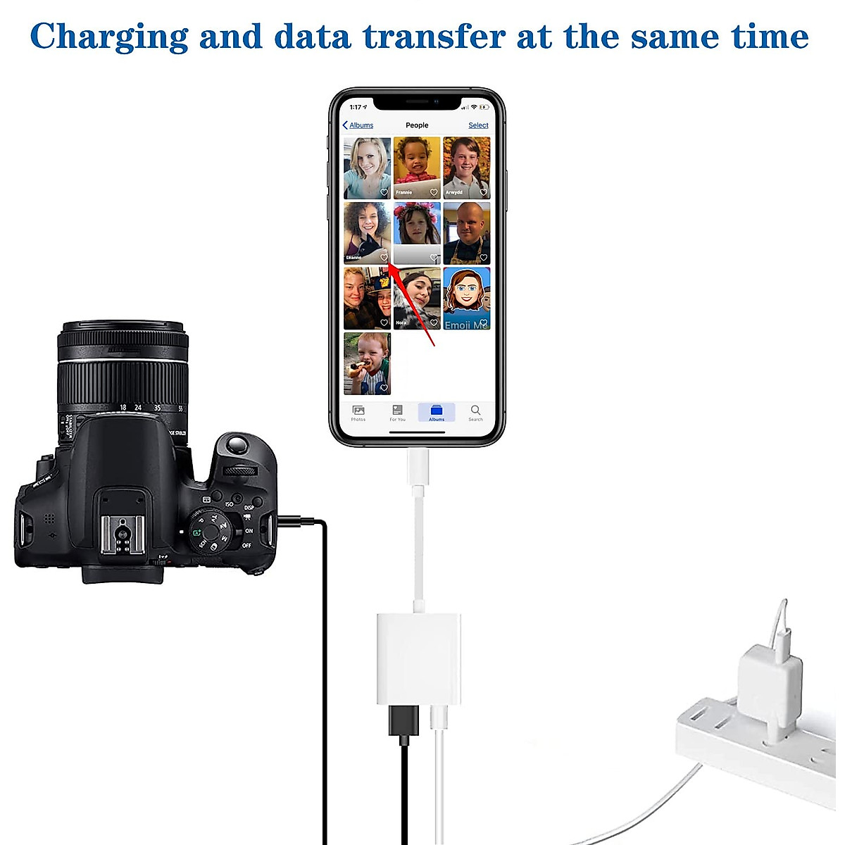 Apple Lightning to USB Camera Adapter with Charging Port, USB 3.0 OTG Cable for iPhone/iPad to Connect Card Reader, USB Flash Drive, U Disk, Keyboard, Mouse, Hubs, MIDI, Plug & Play