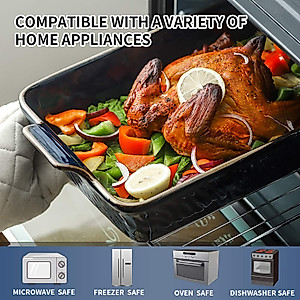 KOOV Individual Lasagne Pan Deep, Rectangular 9x13 Baking Dish, Ceramic Baking Dish, Bakeware for Tapas, Roasting, Casserole Dish for Oven, Texture Series (Aegean)