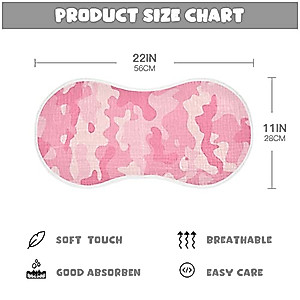 Kigai Girly Pink Camo Muslin Baby Burp Cloths, Large Absorbent Cotton Muslin Burp Cloths Set of 4, Washcloths, Face Towel, Bibs for Newborn Boys Girls, 11 x22 Inch