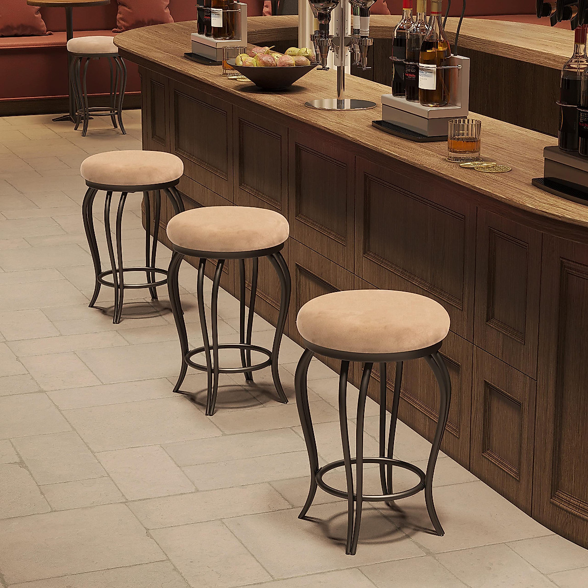 JOIN IRON Bar Stools Set of 2 Modern Bar Chairs, Barstools Counter Height, Easy 3-5 Minute Assembly for Bar, Kitchen, Dining Room Brown