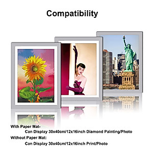 HorsonLife Picture Frames 12x16, Grey 12x16 Frame Fits For Diamond Painting/Poster/Oil Painting, Natural Solid Wood 30x40cm Picture Frame With Acrylic Protection Glass For Christmas Photo Gift