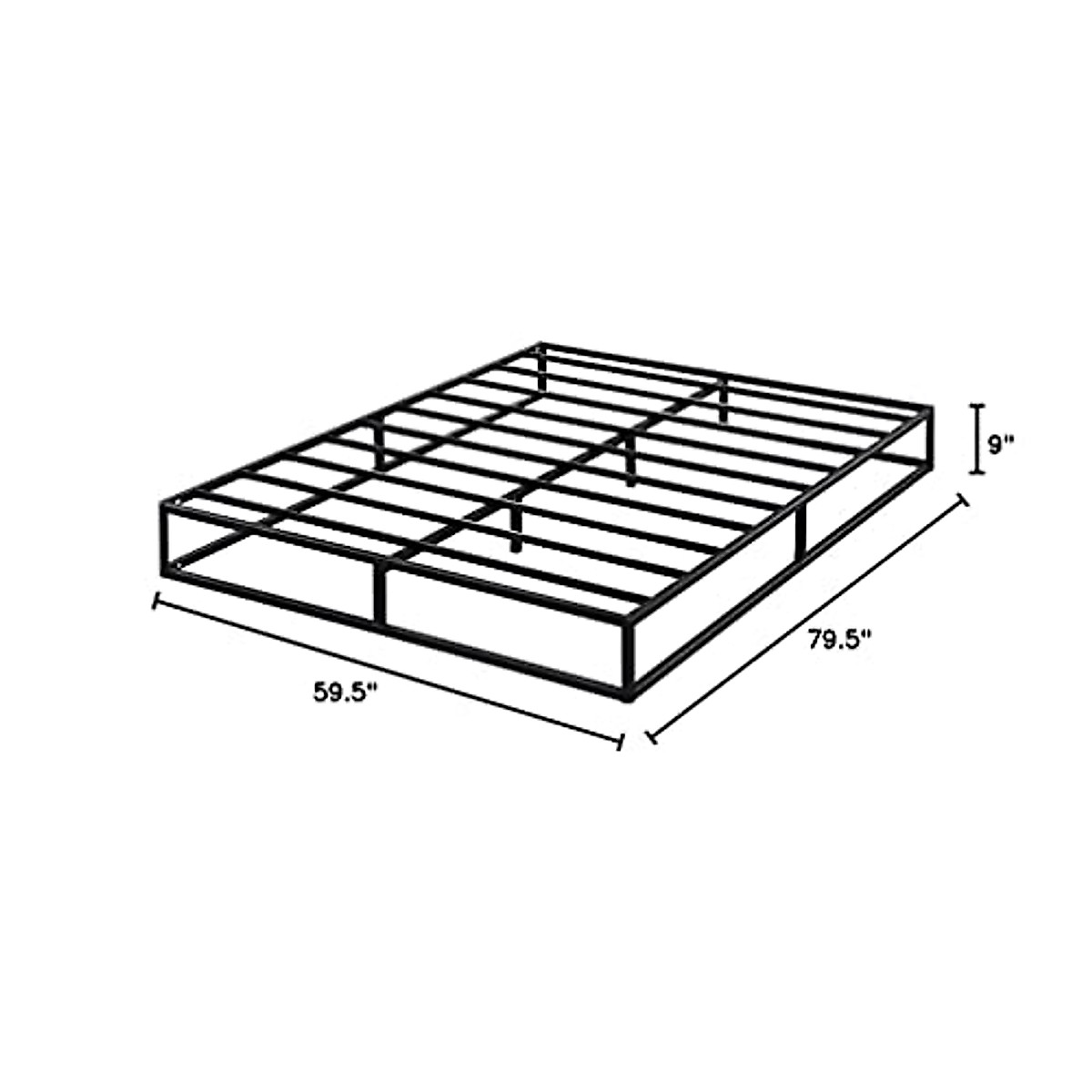 Olee Sleep 9 inch Modern Metal Platform Bed Frame / Steel Slats / Mattress Foundation / No Box Spring Needed, Queen