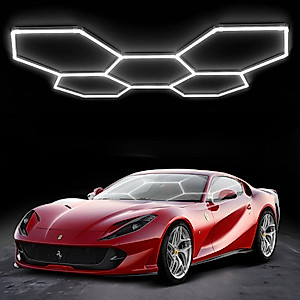 MODERN Hexagon Garage Lights，25 Pack 216W 25920LM High Brightness Hexagon Garage LED Lights for Garage, Shopping Mall, Workshop and Car Detailing Shop etc. … … …