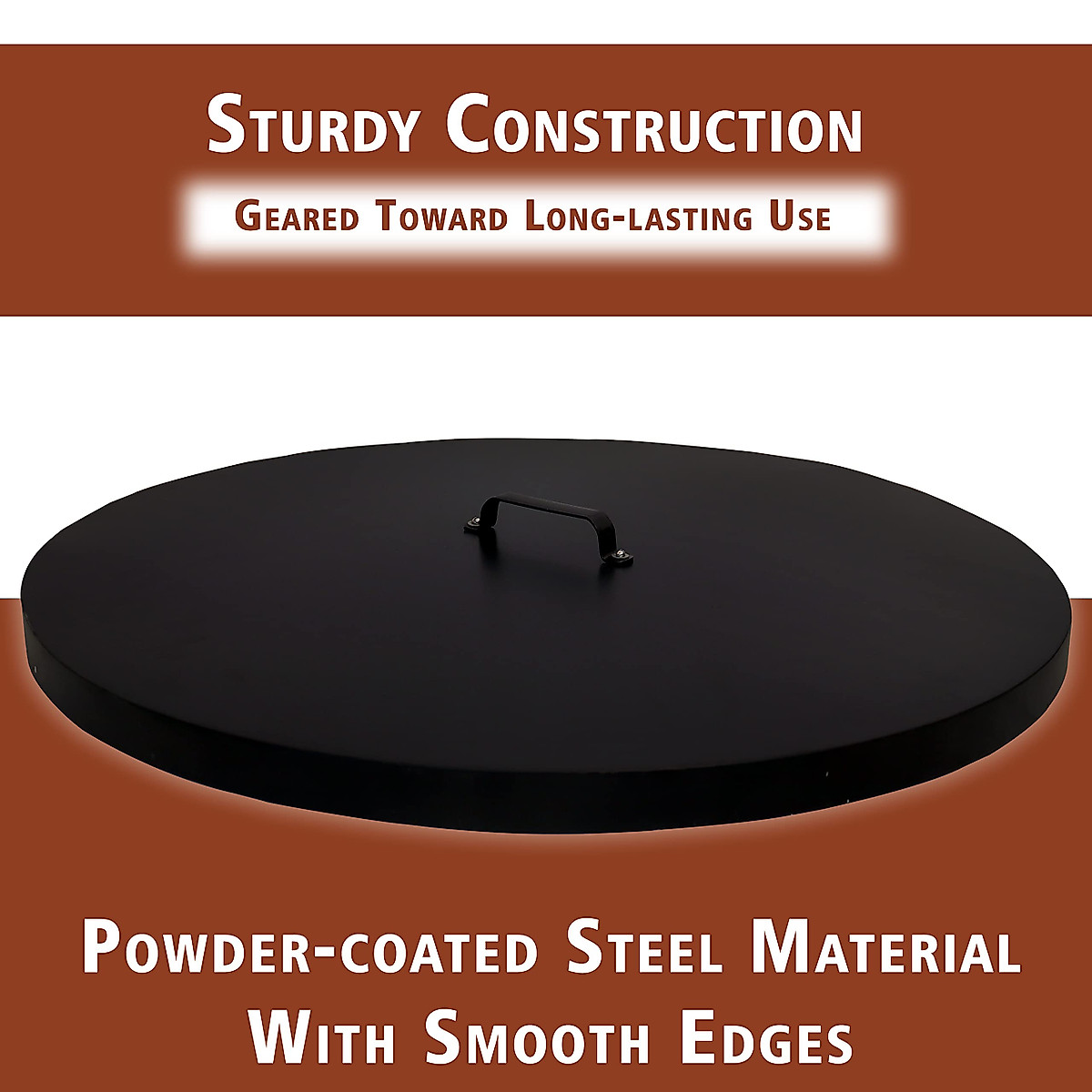 SIMOND STORE - Fire Pit Lid Round - Fire Pit Snuffer Lid 22 inch Diameter, Drop-in Burner Fire Pit Pan Lid- 1.5 mm Thickness- Grill Fire Ring Lid with Handle