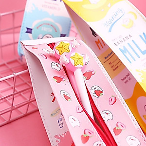 JHTPSLR Kawaii Milk Box Pen Pouch Women Cute Kawaii Pencil Case Pencil Pouch PU Waterproof Stationery Storage and Organization Bags Aesthetic Office Supplies (Strawberry Bear)