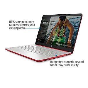 HP Newest 15.6" HD Laptop Computer, Intel Quad-core Pentium Processor, 16GB RAM, 1TB SSD, Office 365 1-Year, Numeric Pad, Webcam, Ethernet, Wi-Fi, Bluetooth, Windows 11 Home(S Mode), Red, /Battery