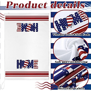 Patelai 4 Pcs Patriotic Kitchen Towels 4th of July Kitchen Dish Towels Memorial Day Bath Hand Towels Farmhouse Red White Blue Tea Towels Independence Day Star Kitchen Towels for Kitchen Bathroom Home