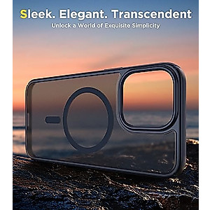 Humixx for iPhone 15 Pro Max Case Magnetic,[14 FT Drop Protection] [Compatible with Magsafe] Translucent Matte Back Slim Shakeproof Protective15 Pro Max Phone Case 6.7'', Black Titanium