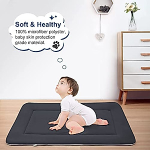 Hero Dog Large Dog Bed Crate Pad Mat Cute Paw Pet Beds for Dogs, 42-Inch Washable Dog Sleeping Mattress with Anti Slip Bottom, Dark Grey L