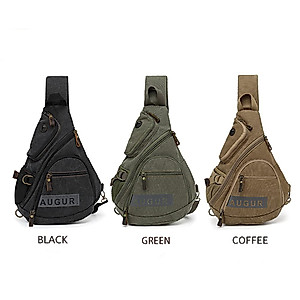 Canvas Sling Bag Crossbody Backpack Over Shoulder Daypack Casual Cross Chest Side Pack Outdoor Cycling Hiking Travel (Green)