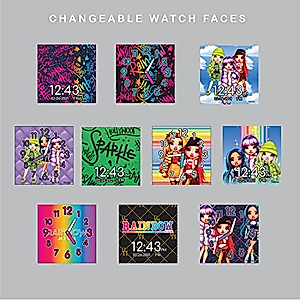 Accutime Kids Rainbow High Educational Learning Touchscreen Pink Smart Watch Toy with Multicolor Strap for Girls, Boys, Toddlers - Selfie Cam, Games, Alarm, Calculator, Pedometer (Model: RNB4017AZ)