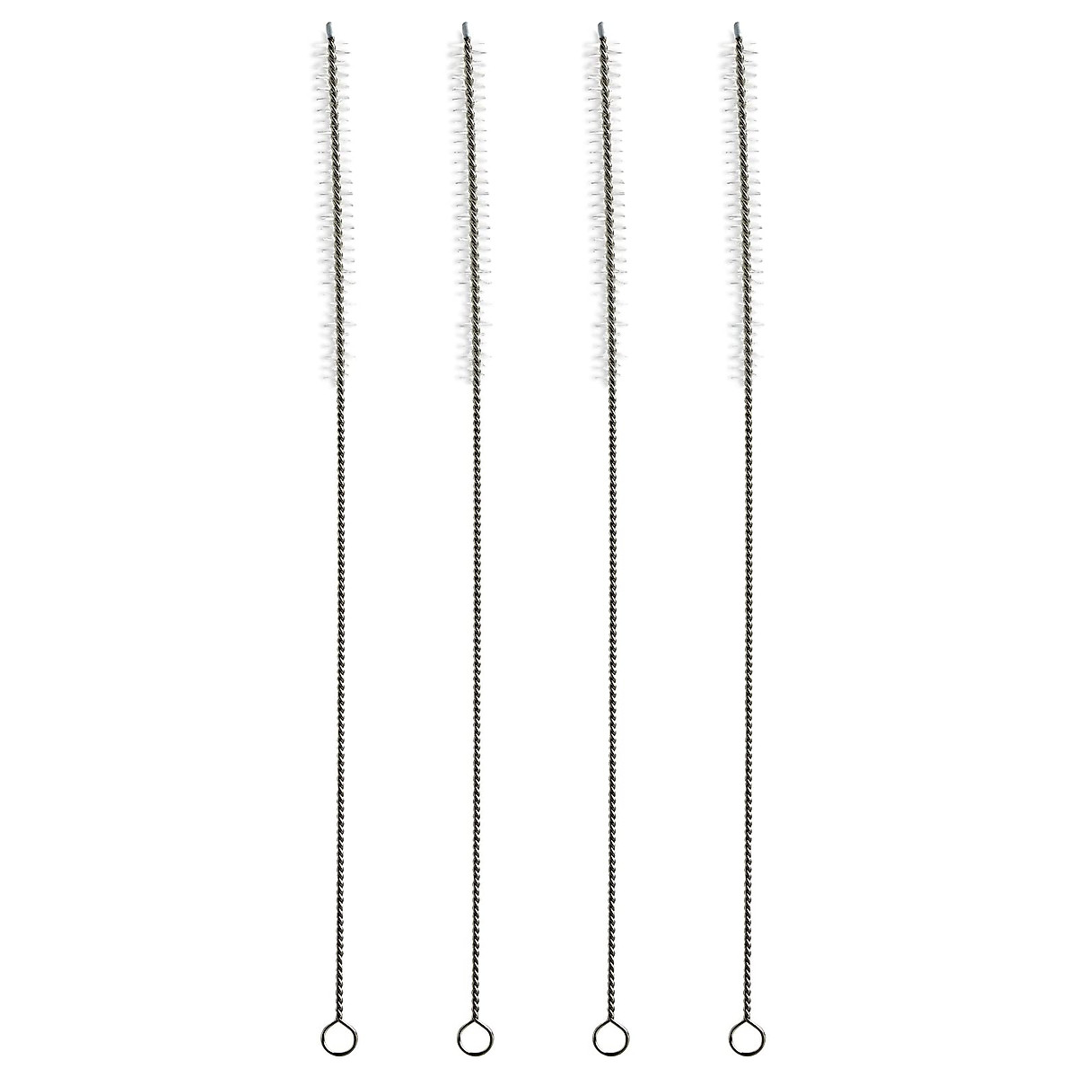 4 Pack Metal Straw Cleaner Brush, Extra Long Stainless Steel with Bristles for Cleaning Water Bottles, Boba Straws, Pipes, Tubes (12 in)