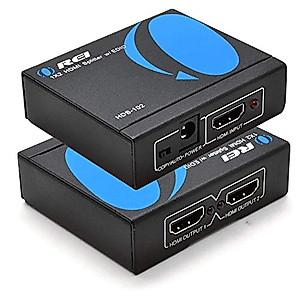 OREI 4K HDMI Splitter 1 in 2 Out with 2-Pack 6 ft HDMI Cable Ultra HD 4k@ 30 Hz 1x2 Ver. 1.4 HDCP - Supports 3D Full HD 1080P
