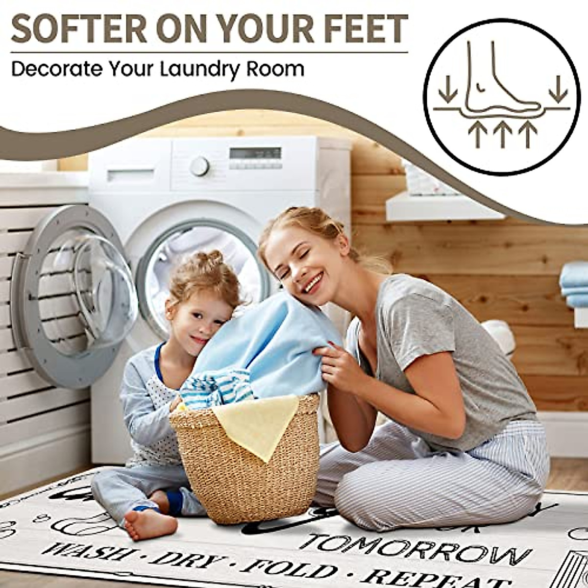 TPAPFRLY Farmhouse Laundry Room Rug 20"X59" Waterproof Laundry Mat for Laundry Room Non-Slip Entrance Rug Area Rug for Bathroom, Mudroom, Kitchen, Washroom, Light