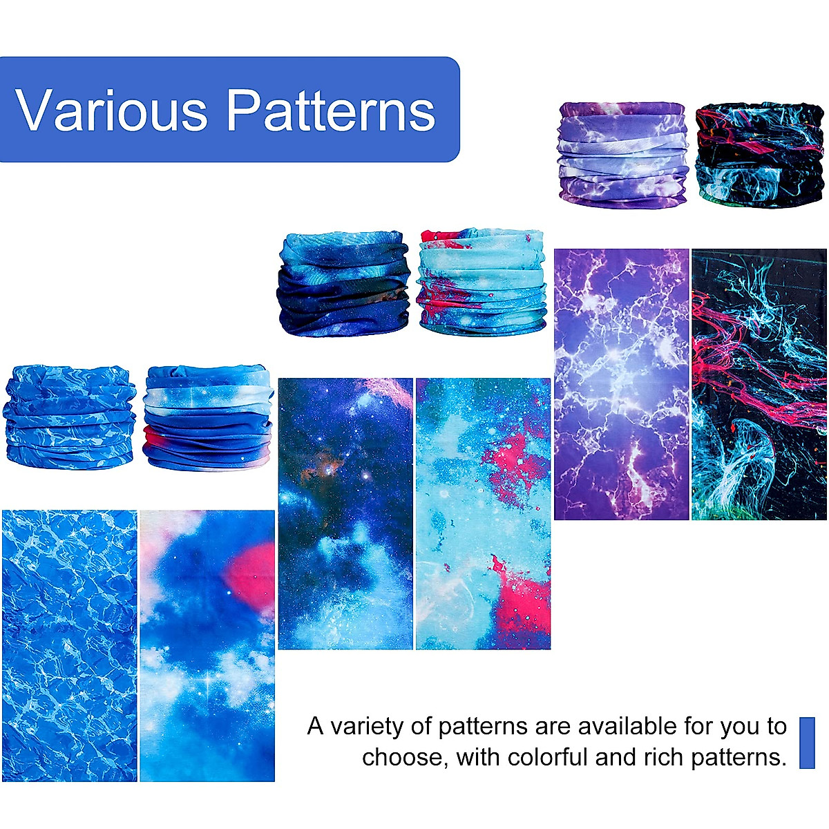 6 Pack Neck Gaiter Elastic Balaclavas Face Mask Versatile Bandana for Men Women