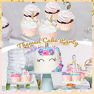 100 Pcs Pink Cupcake Liners 4.5 oz Gold Polka Dot Paper Baking Cups for Muffins Desserts Bake, Easter, Baby Showers, Wedding and Birthday Party