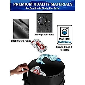AngLink Portable Boat Trash Bag - 600D Collapsible Marine Boat Garbage Can Fishing Boats Accessories Essentials, Waterproof Camping Storage Bags for Outdoor Boating Pontoon Kayak Yacht Men Gifts
