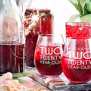 YouNique Designs 40th Birthday Wine Glass, 15 Ounces, 40th Birthday Gifts for Women, 40 Year Old Gifts for Women