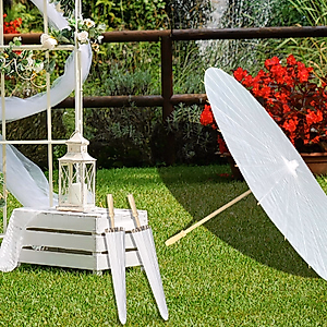 16 Pieces 33 Inches White Paper Umbrellas Parasol Paper Umbrella Chinese Japanese Oiled Paper Umbrella Decorative DIY Painting Oiled Paper Parasol Umbrella for Wedding Bridal Party Decor Photo Props