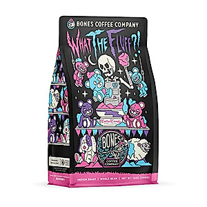 Bones Coffee Company What the Fluff?! Berry Cotton Candy, Low Acid Flavored Coffee Made with Arabica Coffee Beans, Dark Roast Coffee, Coffee Lover Gift Ideas (12 oz)