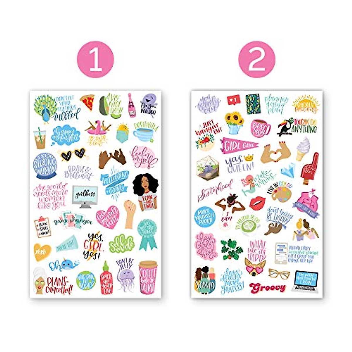 bloom daily planners Female Empowerment Planner Stickers - Variety Pack - 6 Sheets / 205 Girl Power Themed Stickers