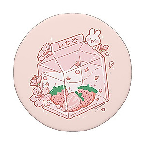 Strawberry Milk Bunny Japanese Kawaii Anime Aesthetic Pink PopSockets Swappable PopGrip