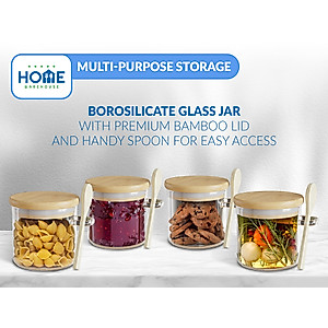 Home Warehouse - Borosilicate Glass Jar Storage with Bamboo Lid and Spoon | Easy to Clean | Premium Kitchen Organization Solutions | 500ml | 17 oz