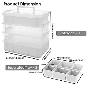 CraftGenes Plastic Storage Bins – 4-Layer Durable Storage Containers for Arts and Crafts Supplies with 2 Removable Trays for Seasonal Decor, Tool, Office Supplies, Art, Craft Supplies, Sewing Utility