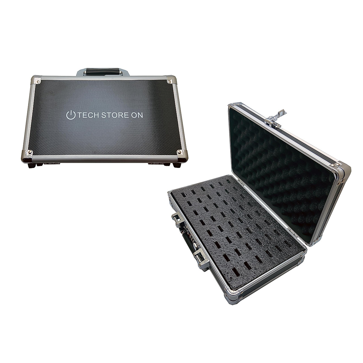 TECH STORE ON Flash USB Thumb Drive Holder Storage Organizer Case with Swivel Handle | Antistatic and Shockproof (aluminum, large, holds 48 USB slots)