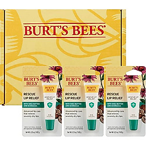 Burt’s Bees Lip Balm Rescue Lip Relief - Relieves Extremely Dry Lips with Moisturizing Shea Butter & Echinacea, 100% Natural Origin (3 pack)