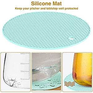 Hannadepot Glass Pitcher, Glass Water Pitcher with Lid, 118oz/0.92 Gallon Heat Resistant Borosilicate Glass Carafe with Pot Holder and Spoon Temperature Safe (118oz/3.5L)