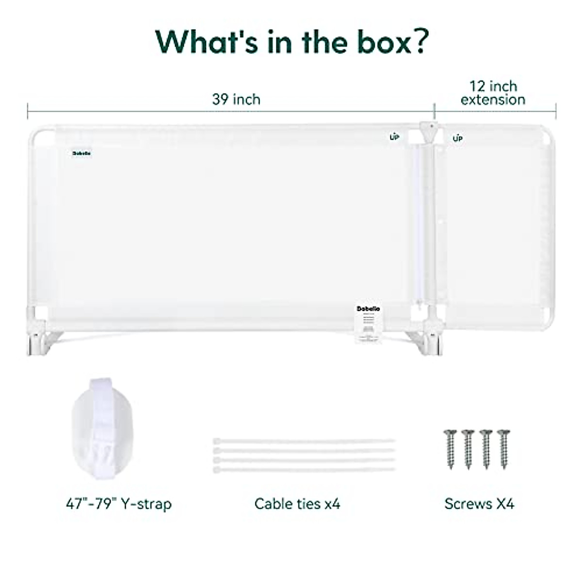 Babelio Toddler Bed Rails, Guardian 39"-51" Extendable Guard for Toddlers, Kids & Elderly Adults, 22.5" Tall Baby Side Rails Crib Twin /Queen /Full /King Size, CPSIA Certified (Gray)