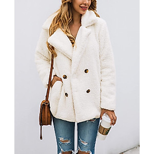 PRETTYGARDEN Women's Fashion Winter Coat Sherpa Fleece Faux Fur Shearling Oversized Trendy Jackets Warm Outerwear (Style Two White,Medium)