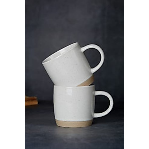 famiware Milkyway Coffee Mugs, 12 oz Coffee Mug Set for 4, Tea Cups with Handle for Coffee, Tea, Cocoa, Milk, White