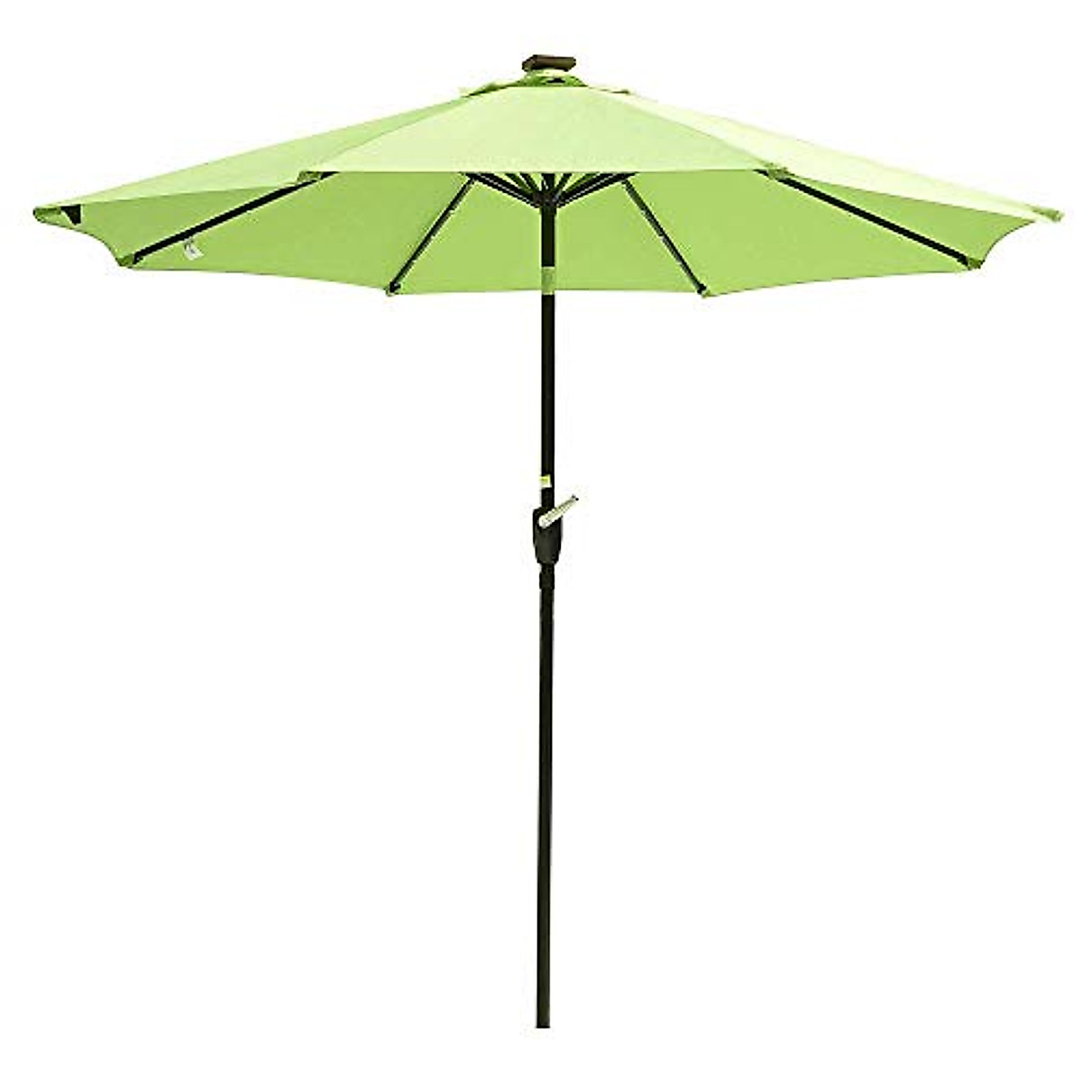 Ampersand Shops 9 Ft. Outdoor Patio Tilt Umbrella with Solar-Powered Energy Efficient LED Lights (Lime Green)