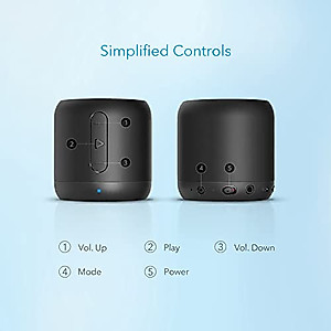 Anker Soundcore Mini, Super-Portable Bluetooth Speaker with FM Radio, 15-Hour Playtime, 66 ft Bluetooth Range, Enhanced Bass, Noise-Cancelling Microphone - Black