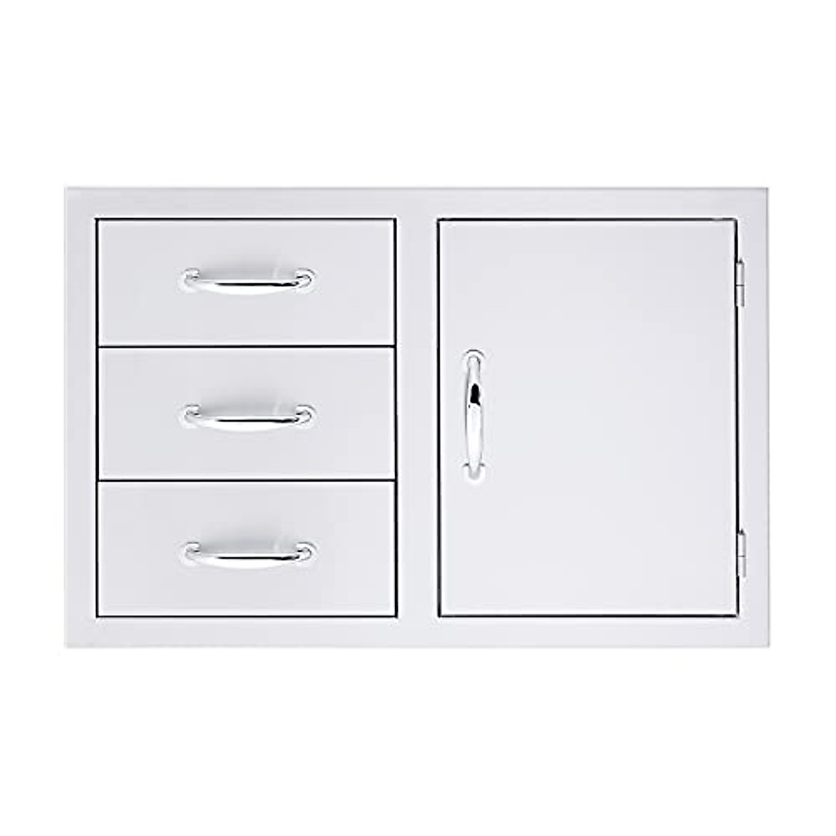 AMS Fireplace Package of Sizzler 32 Built-in Grill (Natural Gas), Pro Double Side Burner Gas),33 3-Drawer & Access Door Combo, 20 Vented Liquid Propane Tank Or Trash Drawer and FREE Cover