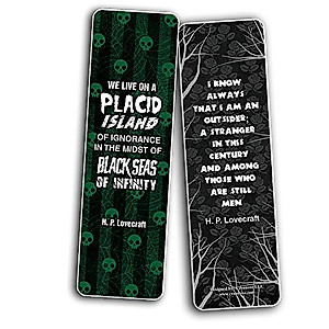 Creanoso Cthulhu H P Lovecraft Bookmark Cards (12-Pack) - Unique Teacher Stocking Stuffers Gifts for Boys, Girls, Kids, Teens, Students - Book Reading Clippers